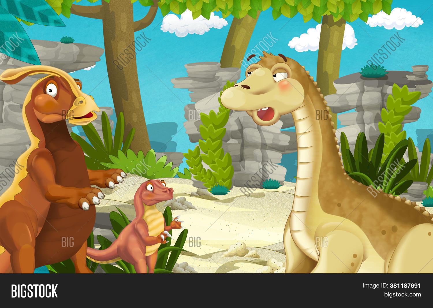 Cartoon Scene Dinosaur Image & Photo (Free Trial) | Bigstock