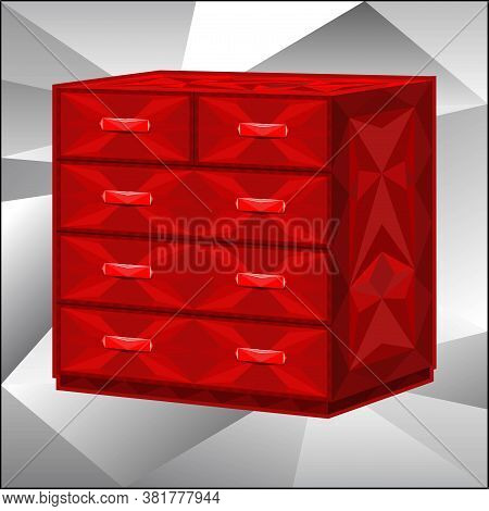 Red Chest Drawers Low Vector & Photo (Free Trial) | Bigstock
