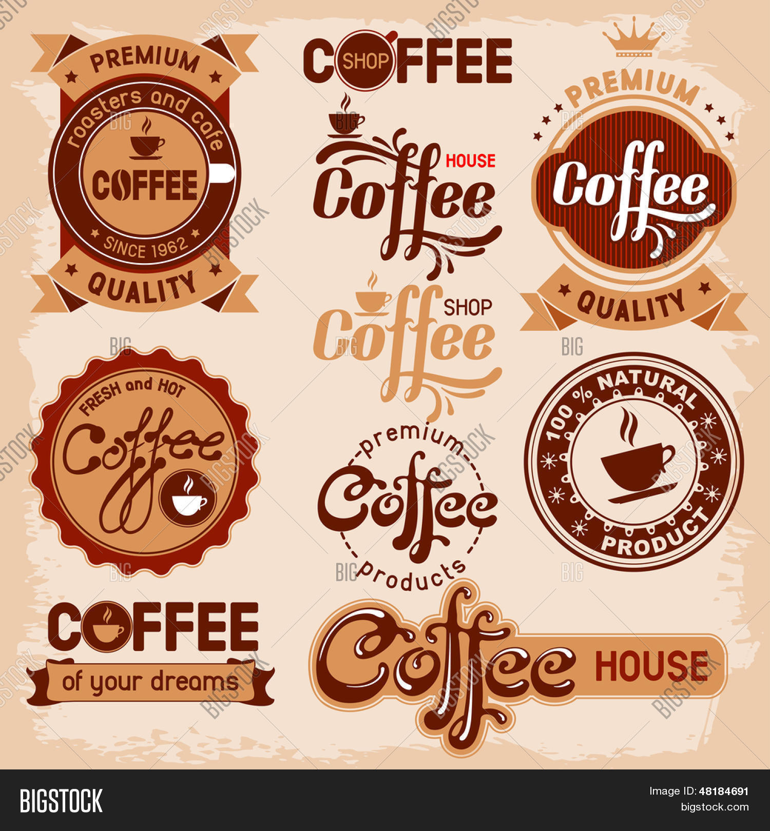 Set Coffee Badges Vector & Photo (Free Trial) | Bigstock