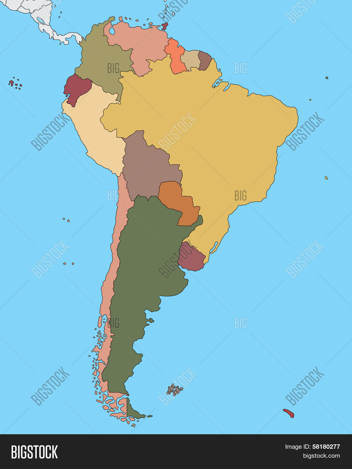 Colorful Map South Vector & Photo (Free Trial) | Bigstock