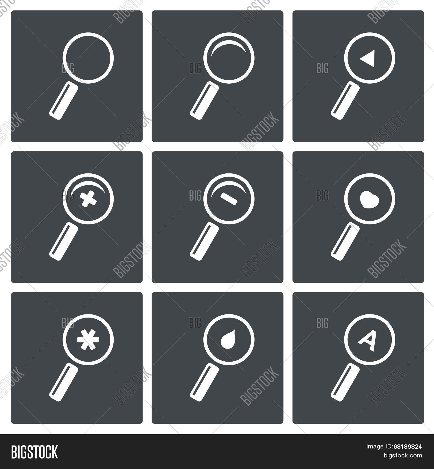 Magnifier Icon Set Vector & Photo (Free Trial) | Bigstock