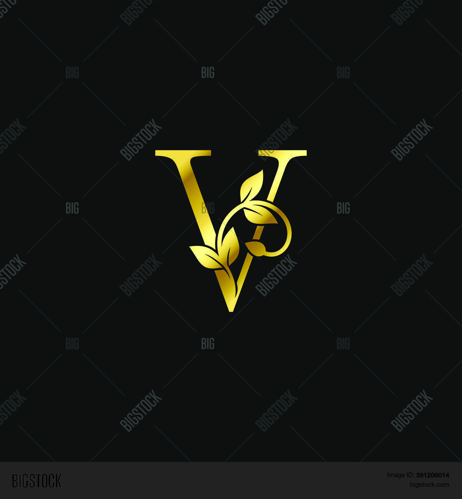 Golden V Letter Vector & Photo (Free Trial) | Bigstock