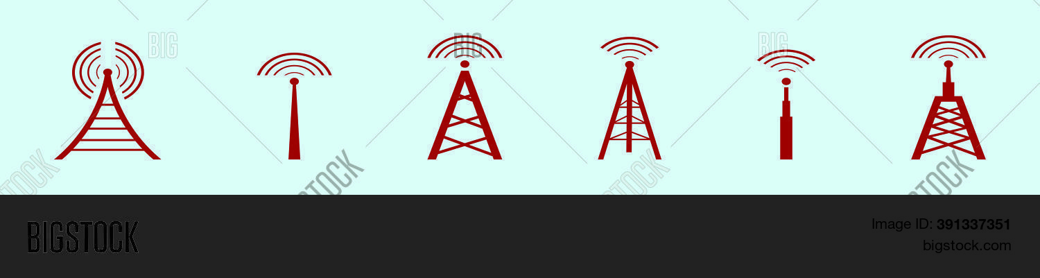 Set Cell Tower Vector & Photo (Free Trial) | Bigstock