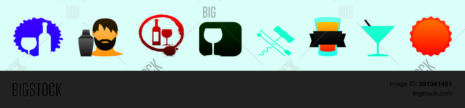 Set Bar Logo Cartoon Vector & Photo (Free Trial) | Bigstock