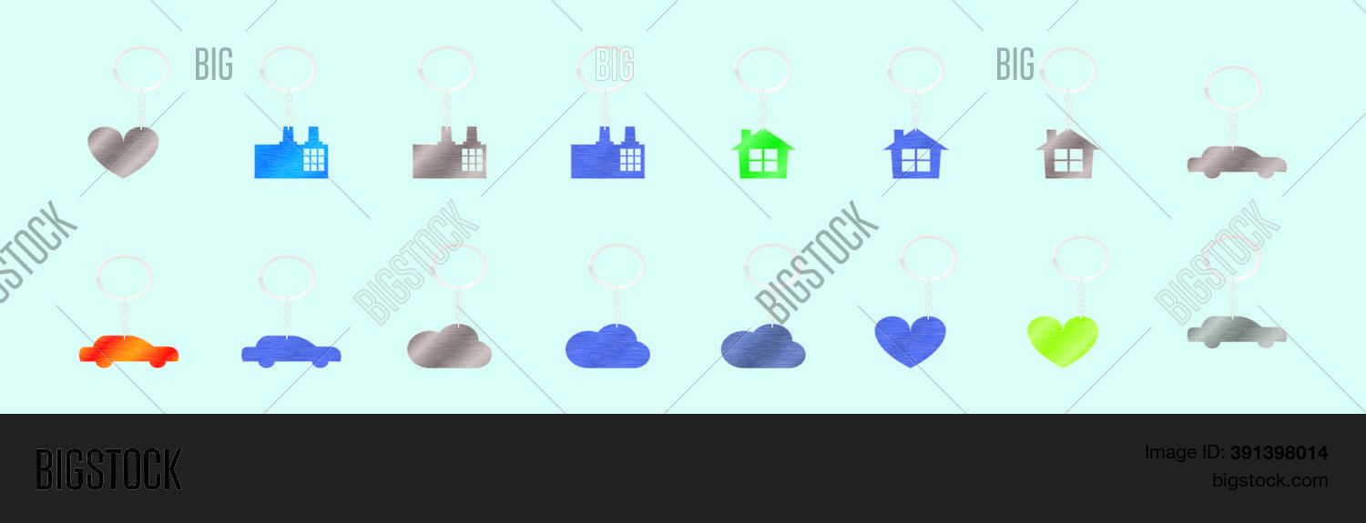 Set Key Chain Cartoon Vector & Photo (Free Trial) | Bigstock