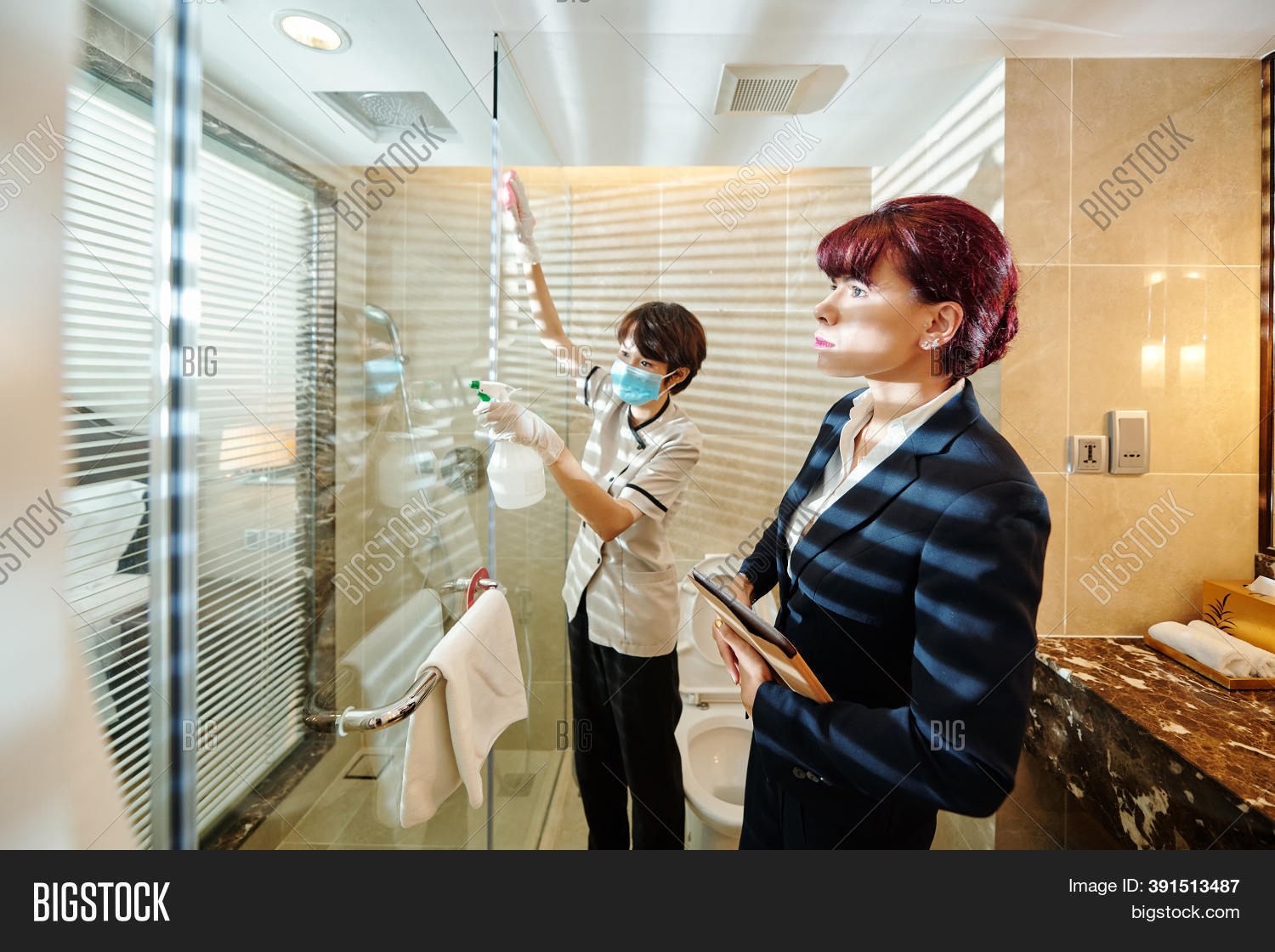 Maid Cleaning Glass Image & Photo (Free Trial) | Bigstock