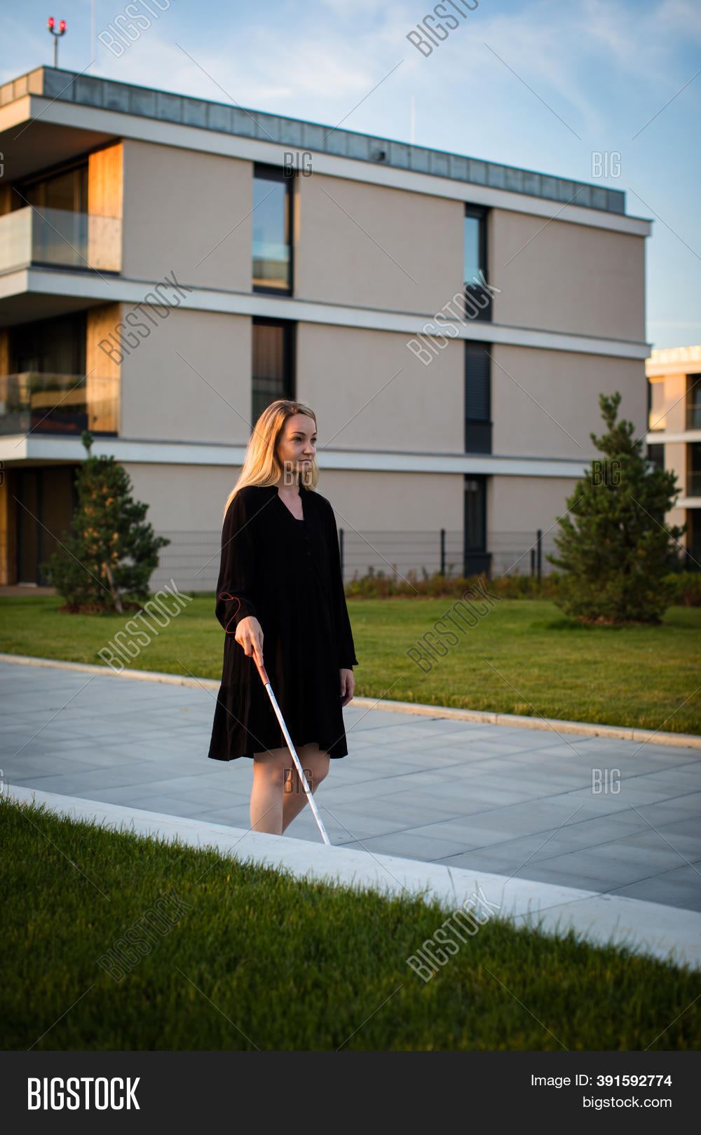 Blind Woman Walking On Image & Photo (Free Trial) | Bigstock