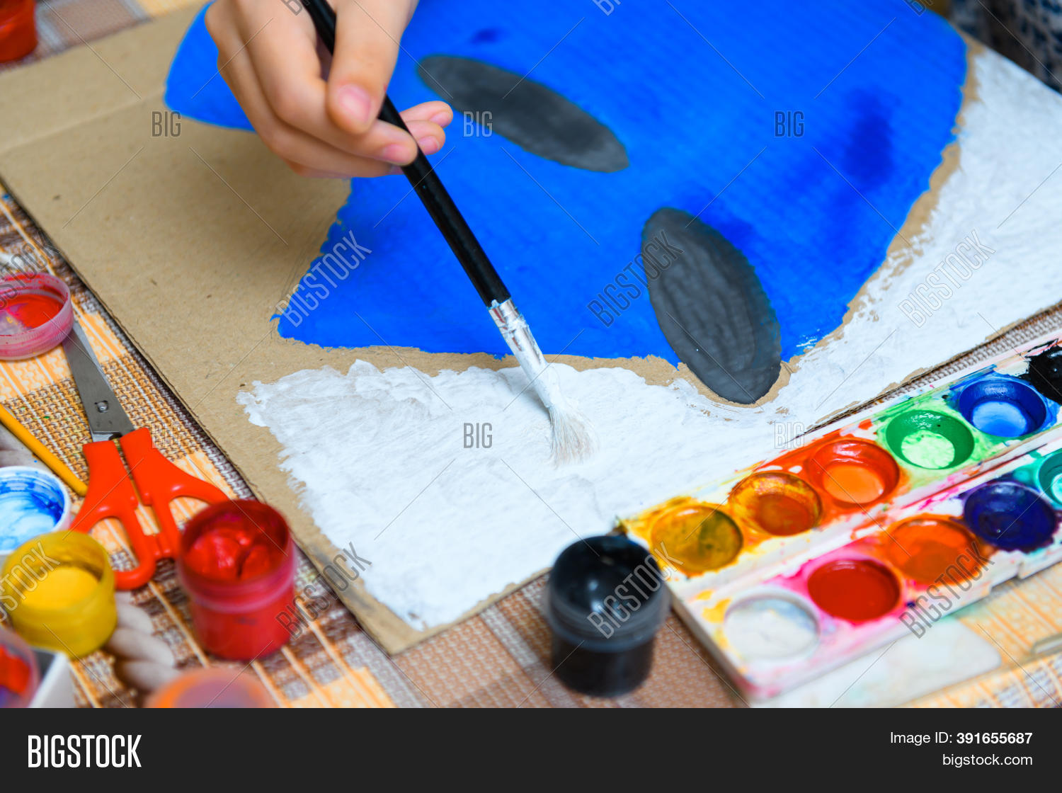 Girl Drawing Blue Image & Photo (Free Trial) | Bigstock