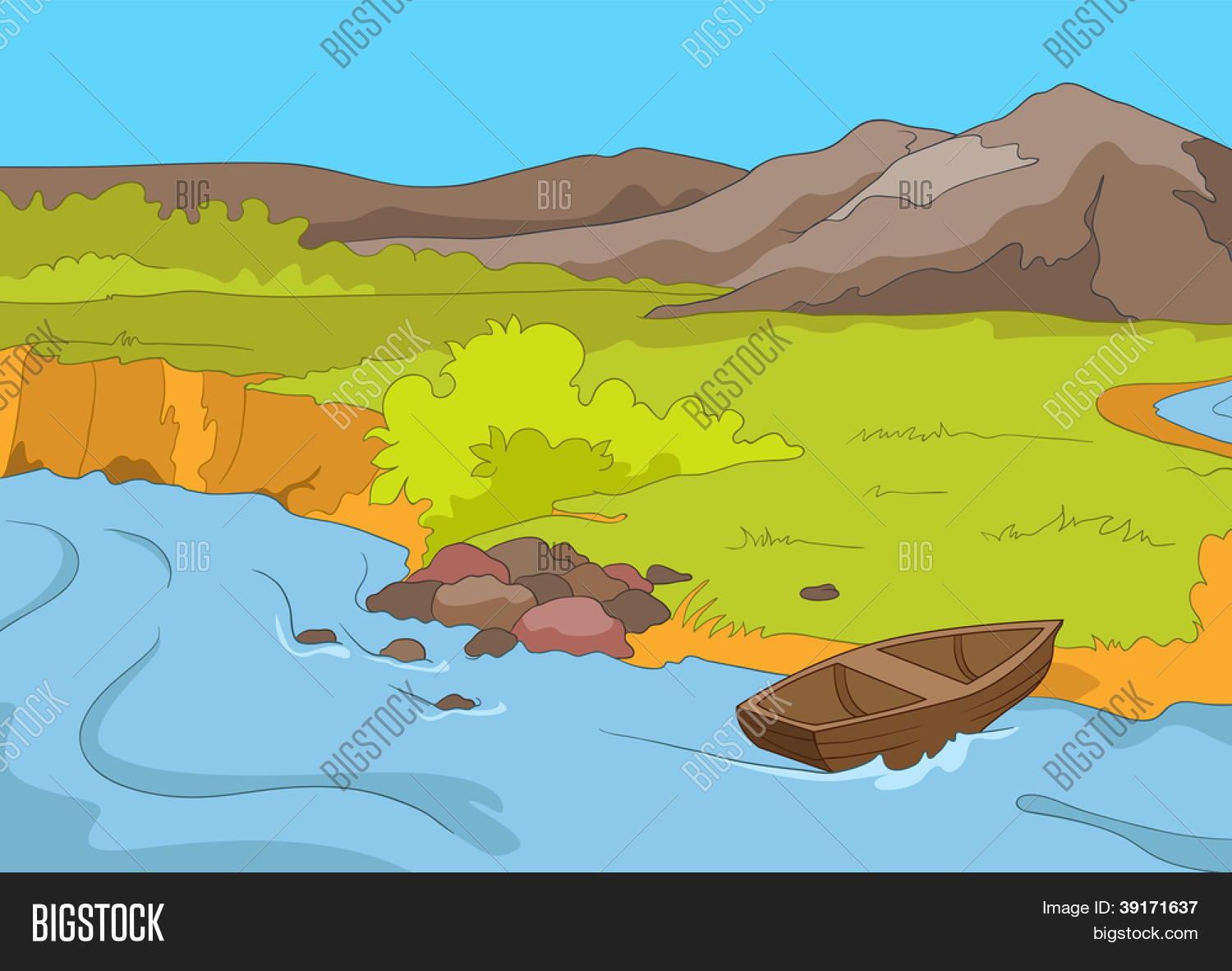 Lake Shore. Cartoon Vector & Photo (Free Trial) | Bigstock