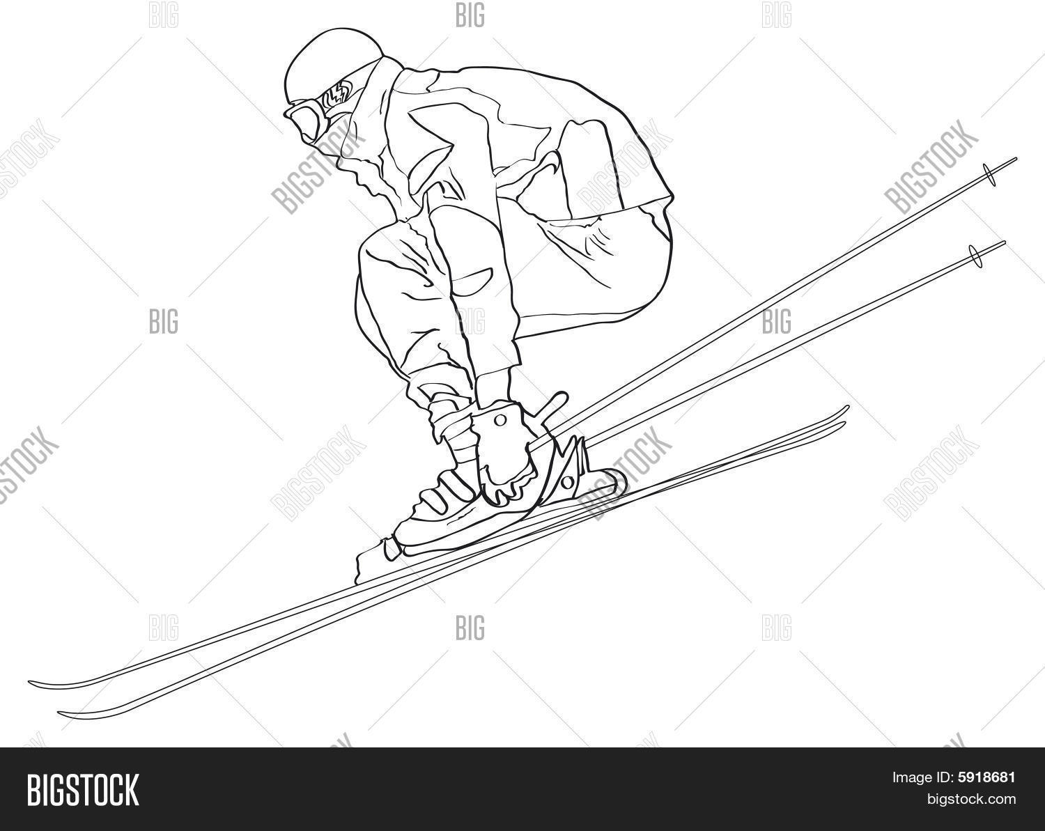Ski Jumper Outline Vector & Photo (Free Trial) | Bigstock