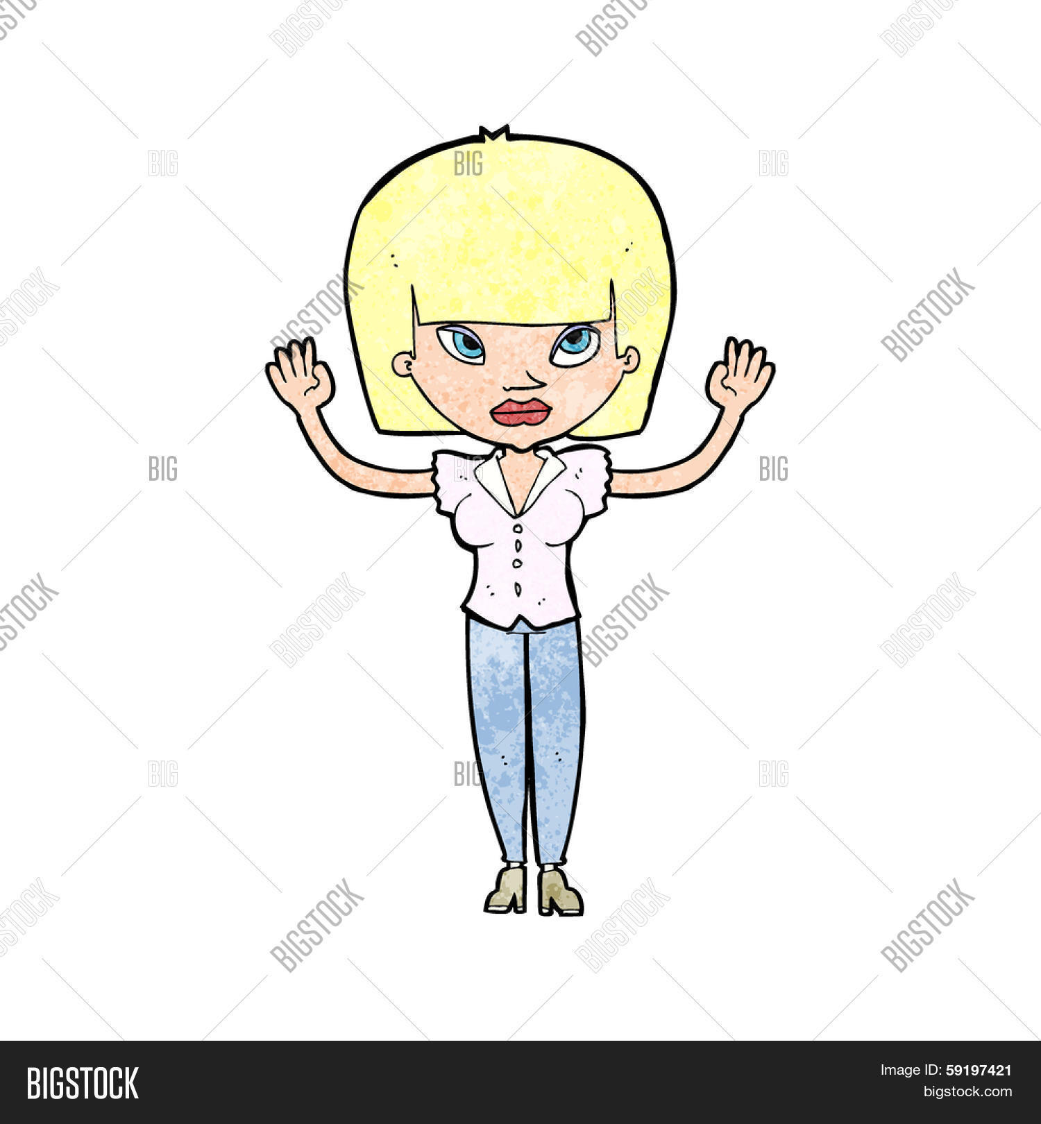 Cartoon Woman Raised Vector & Photo (Free Trial) | Bigstock