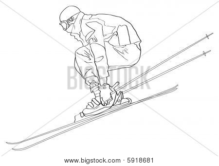 Ski Jumper Outline Vector & Photo (Free Trial) | Bigstock