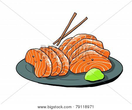 Salmon Sashimi Cartoon Image & Photo (Free Trial) | Bigstock