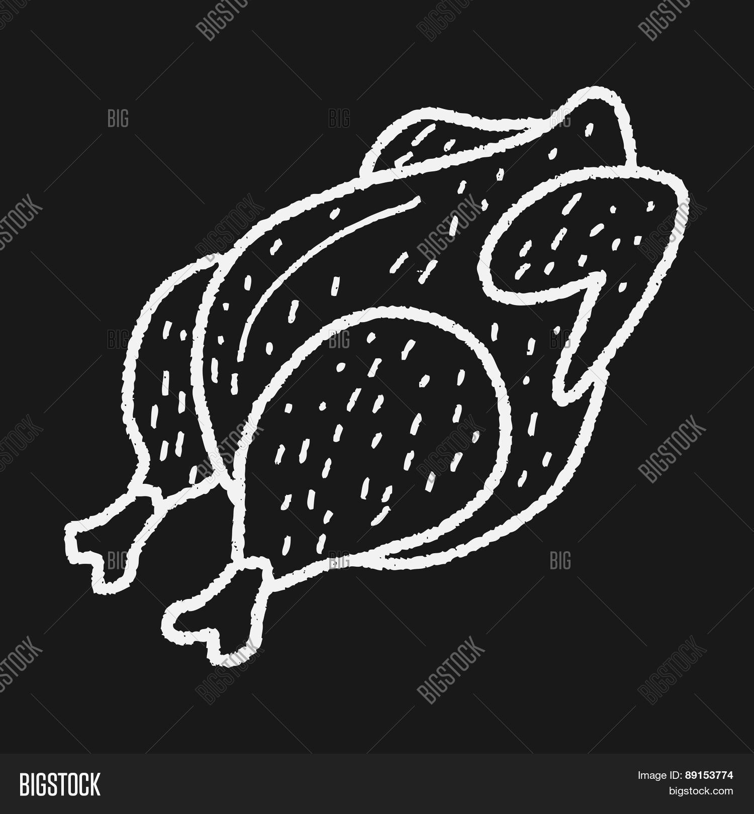Roast Chicken Doodle Vector & Photo (Free Trial) | Bigstock