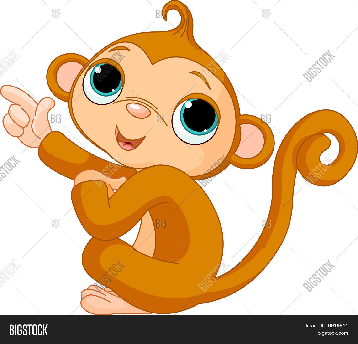 Pointing Baby Monkey Vector & Photo (Free Trial) | Bigstock
