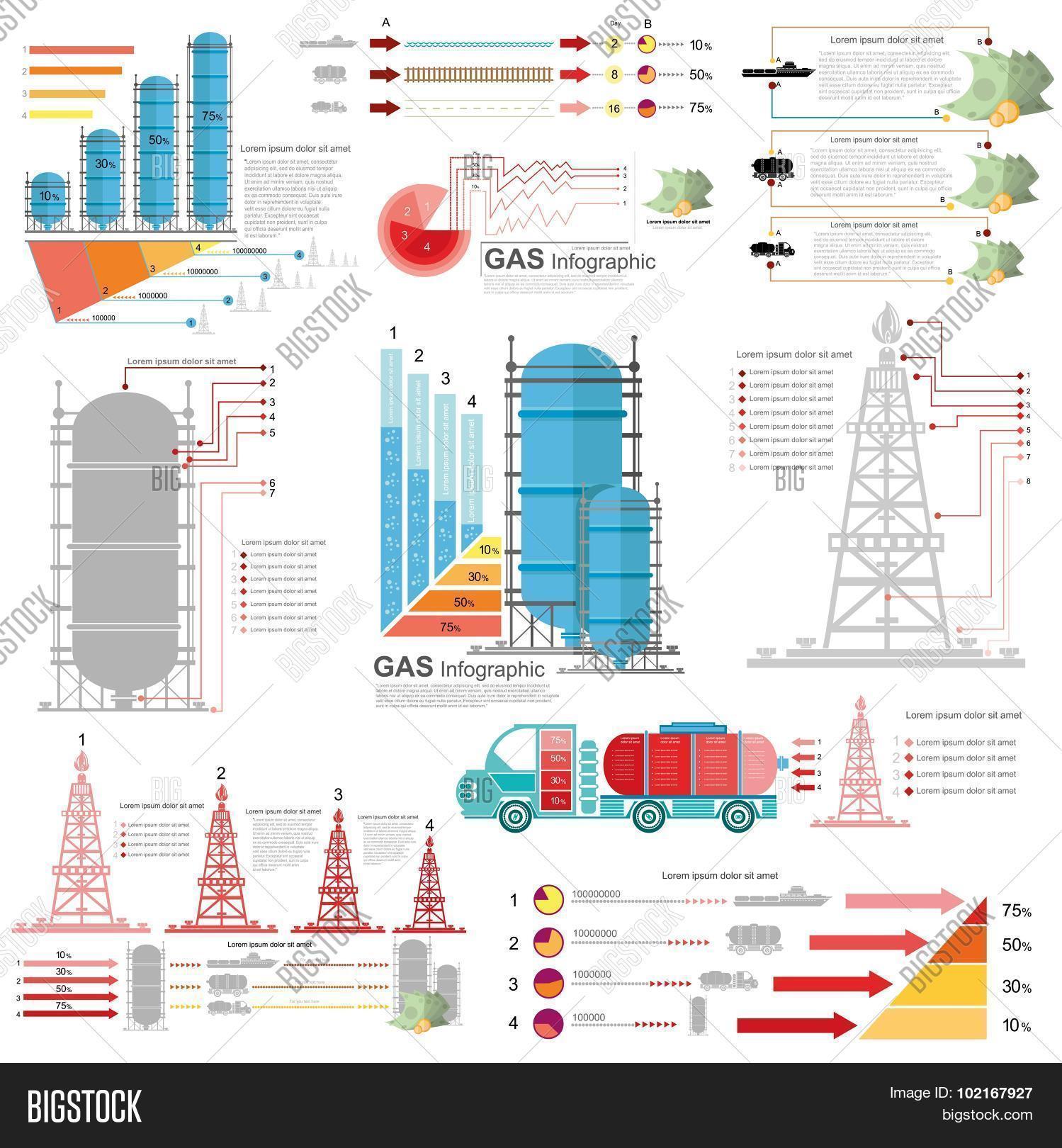 Set Flat Design Gas Vector & Photo (Free Trial) | Bigstock
