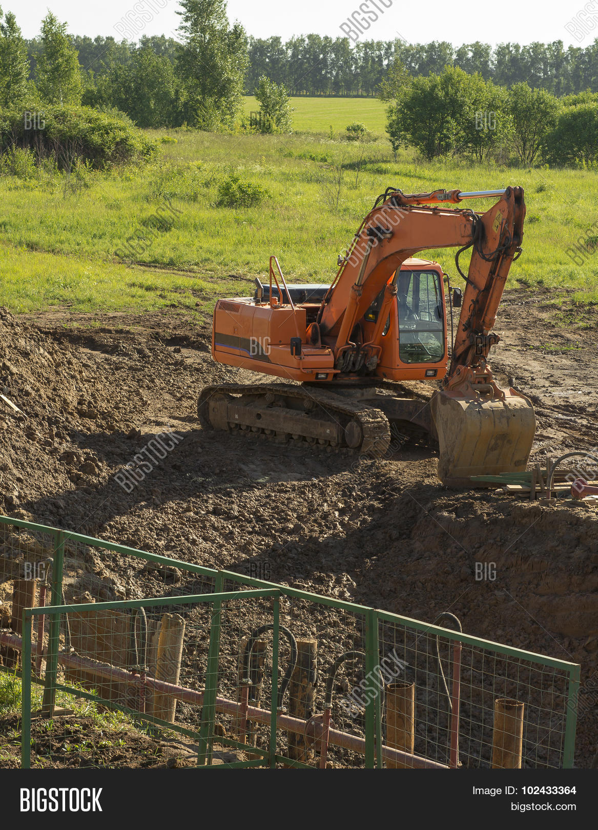 Orange Excavator Image & Photo (Free Trial) | Bigstock