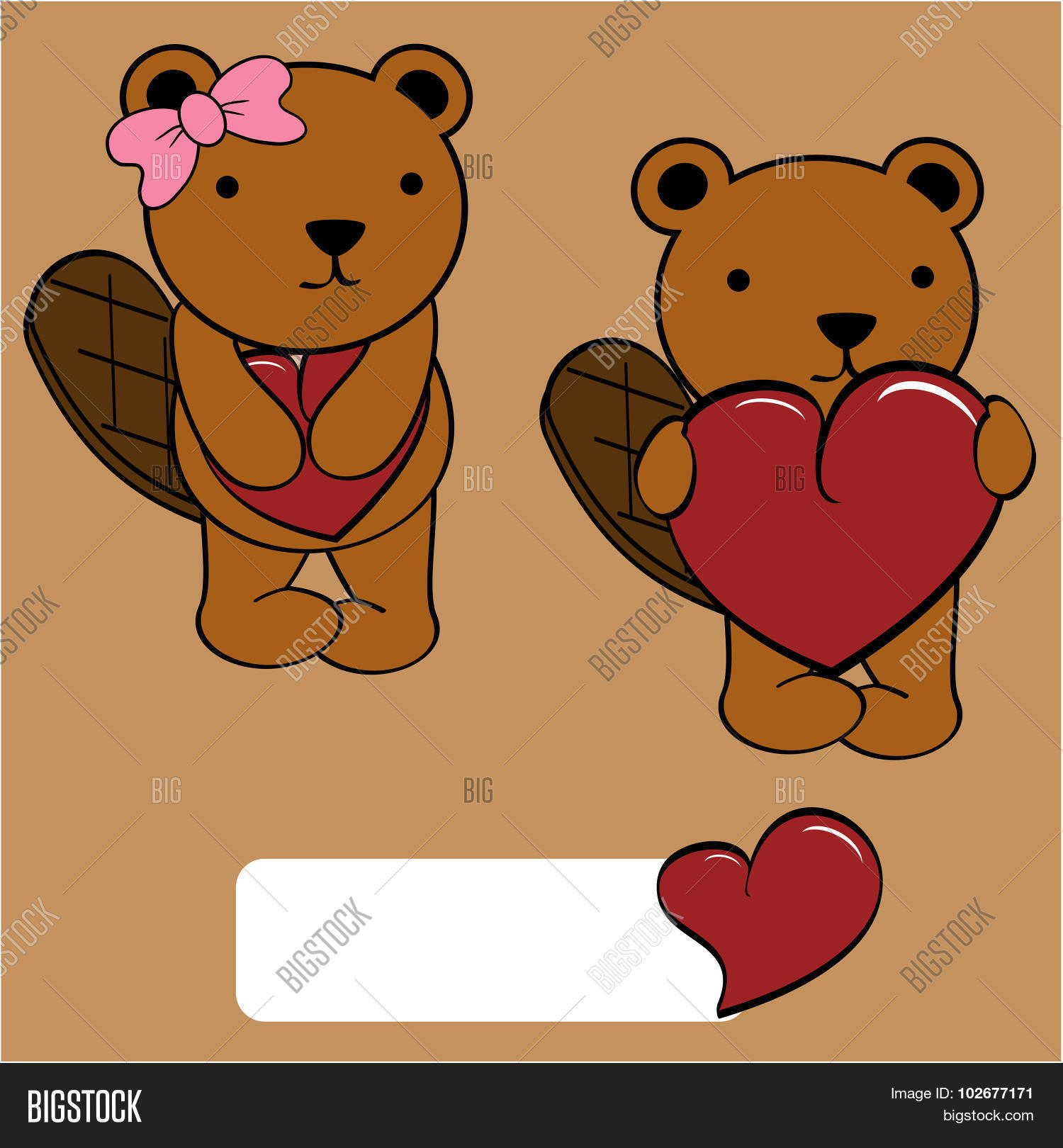 Cute Beaver Girl Boy Vector & Photo (Free Trial) | Bigstock