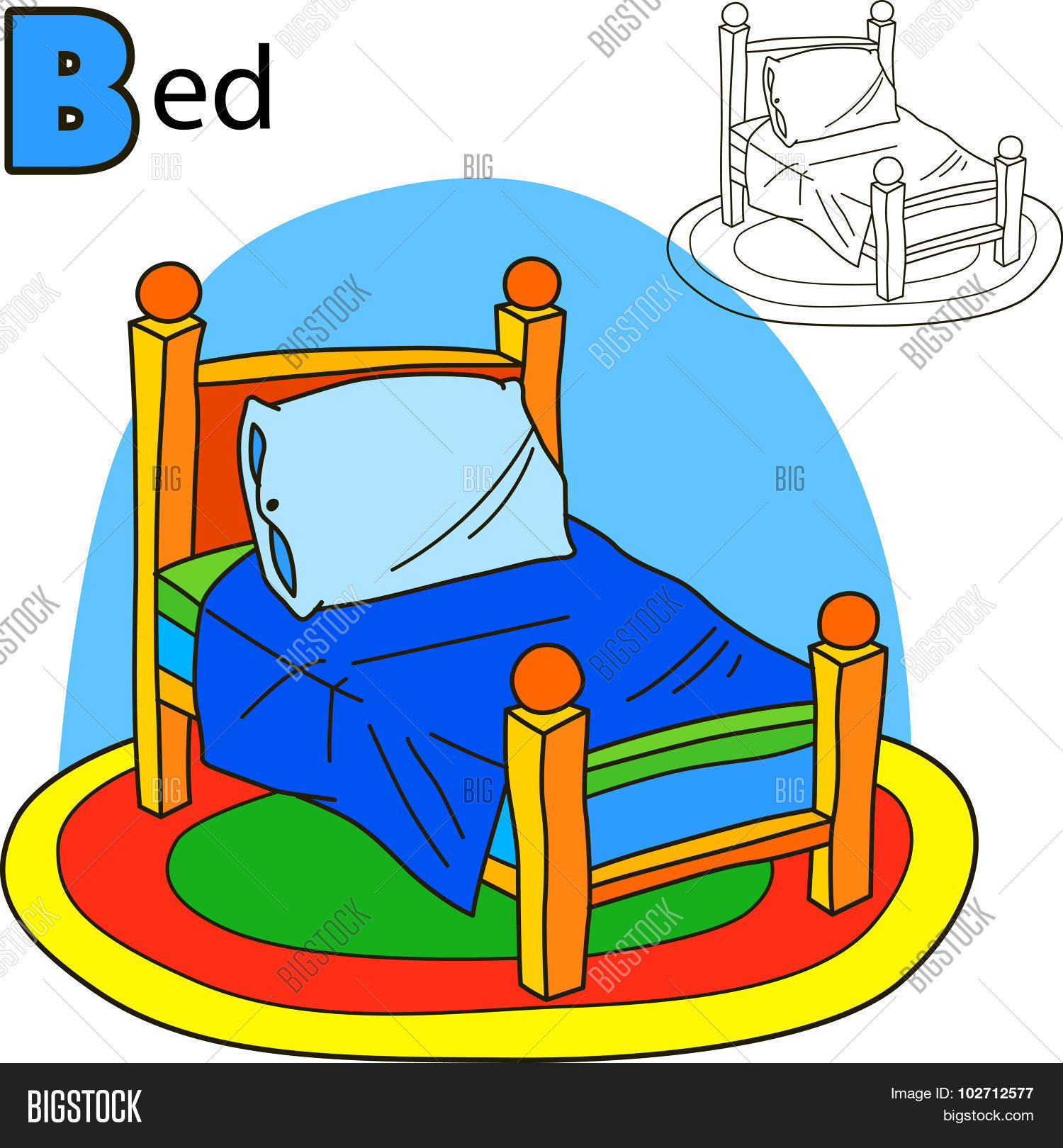 Bed. Coloring Book Vector & Photo (Free Trial) | Bigstock