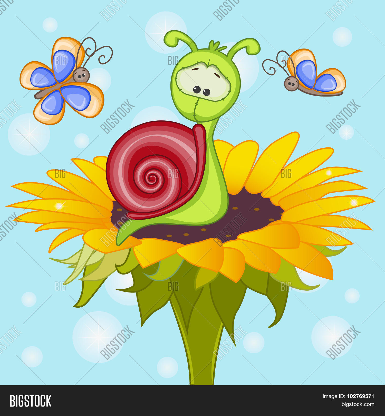 Snail On Flower Vector & Photo (Free Trial) | Bigstock