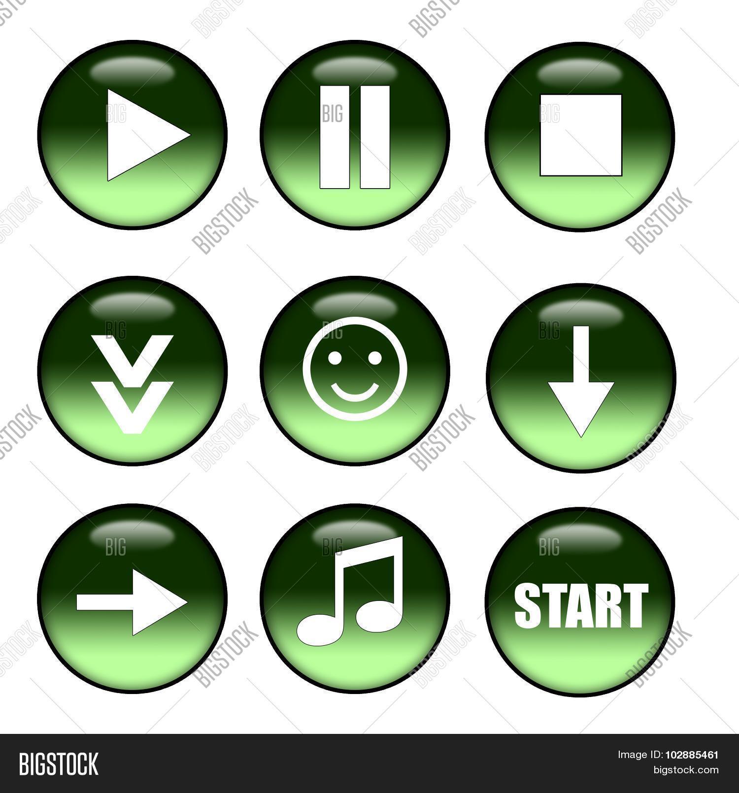 Green Buttons: Play, Image & Photo (Free Trial) | Bigstock