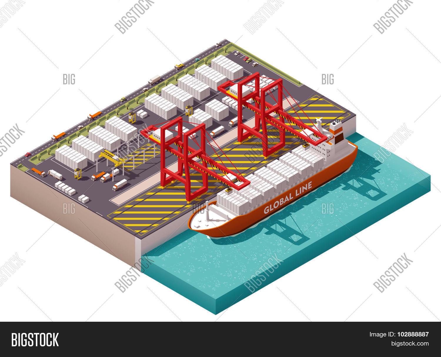 Isometric Cargo Port Vector & Photo (Free Trial) | Bigstock