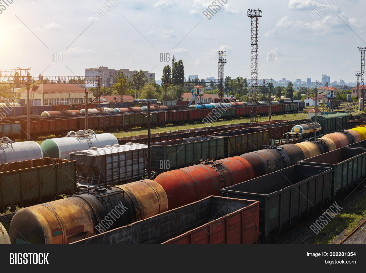 Freight Trains On City Image & Photo (Free Trial) | Bigstock