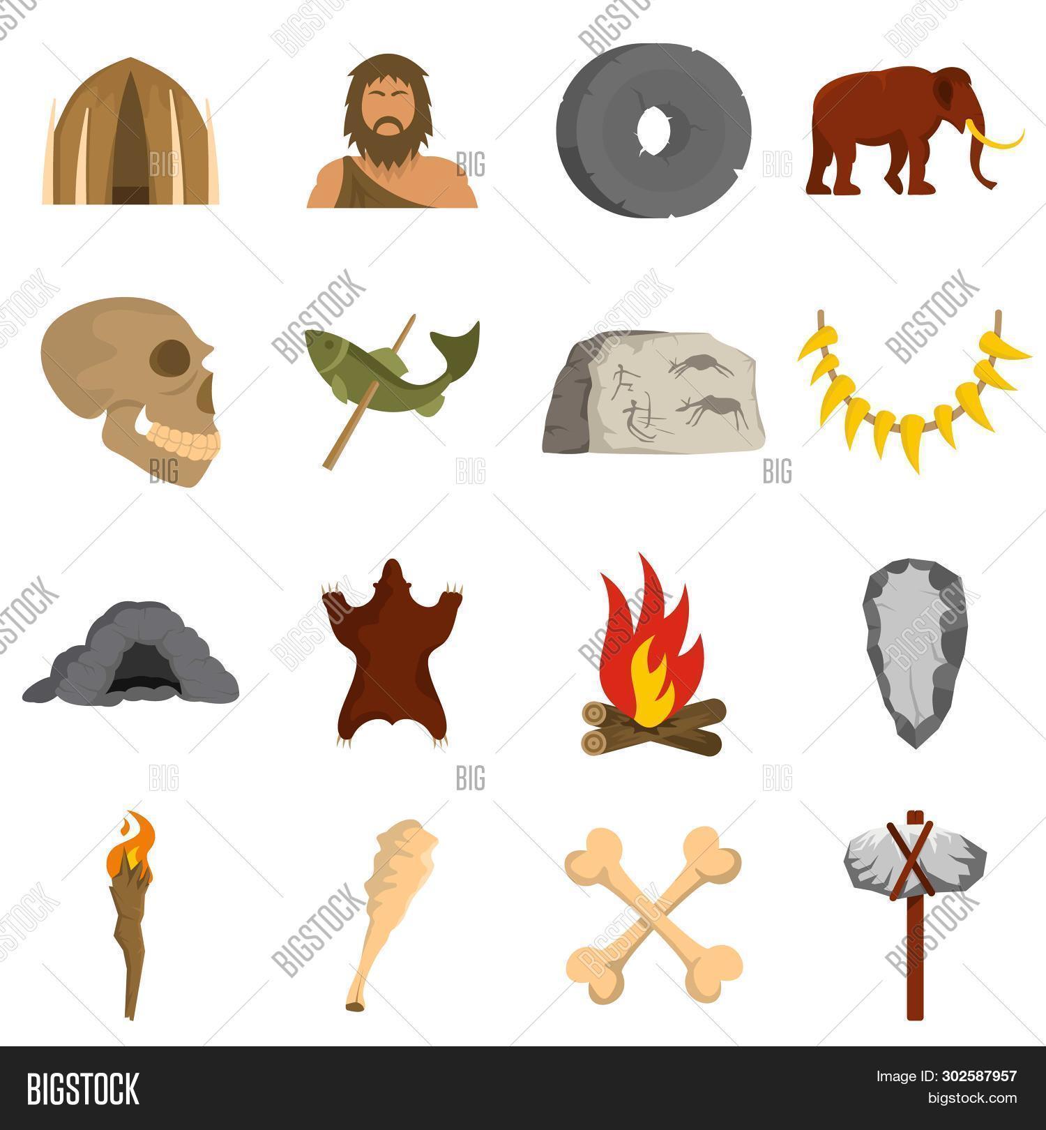 Caveman Icons Set. Image & Photo (Free Trial) | Bigstock