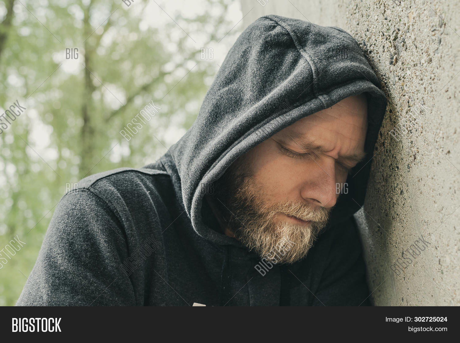 Sad Man Leaning His Image & Photo (Free Trial) | Bigstock