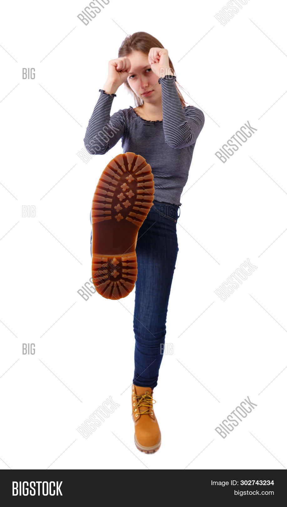 Woman Kicking. Foot Image & Photo (Free Trial) | Bigstock