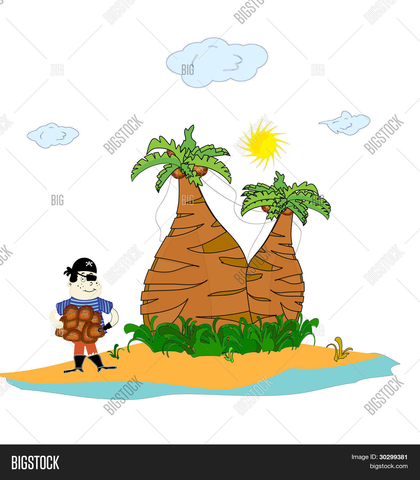 Pirate On Island Palm Vector & Photo (Free Trial) | Bigstock