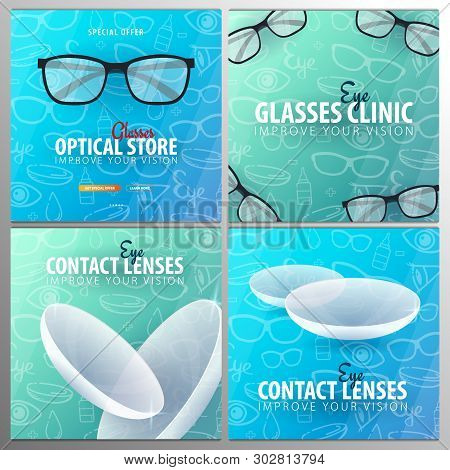 Set Banners Glasses Vector & Photo (Free Trial) | Bigstock