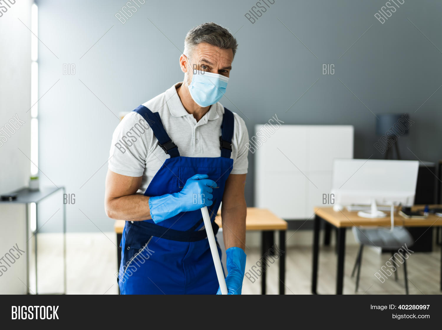 Male Janitor Mopping Image & Photo (Free Trial) | Bigstock