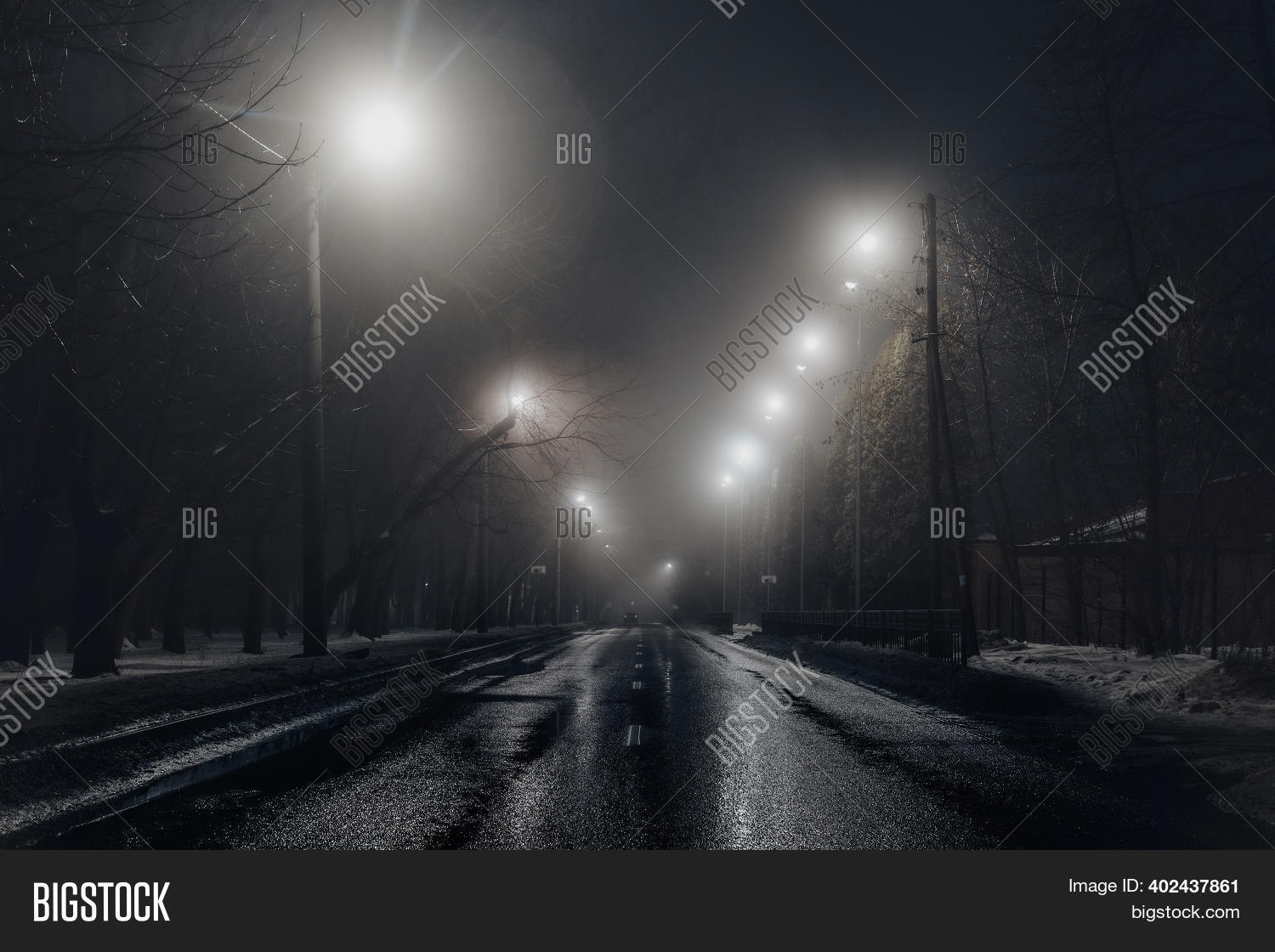 Foggy Misty Night Road Image & Photo (Free Trial) | Bigstock
