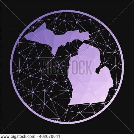 Michigan Icon. Vector Polygonal Map Of The Us State. Michigan Icon In ...