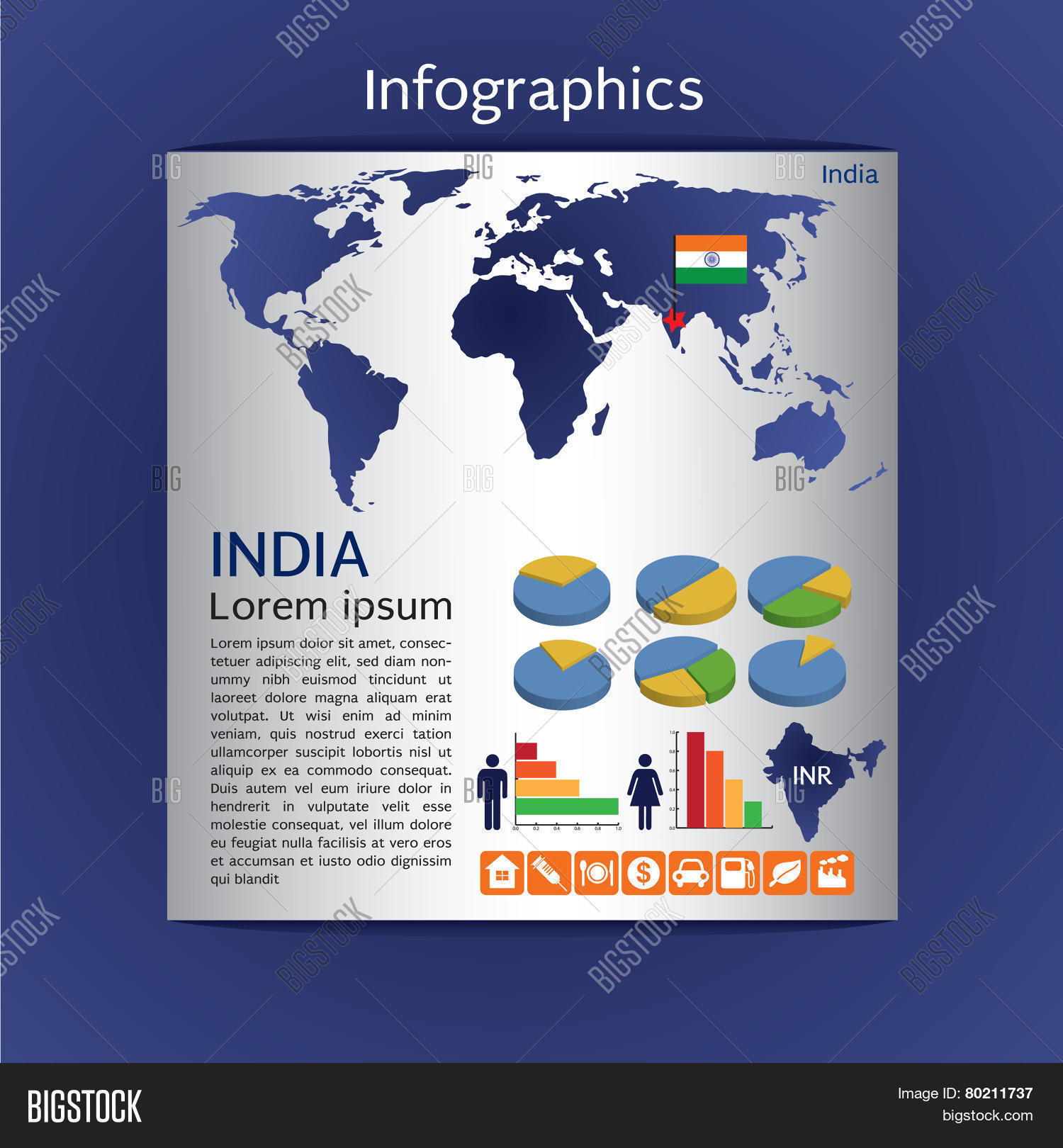 Infographic Map India Vector & Photo (Free Trial) | Bigstock