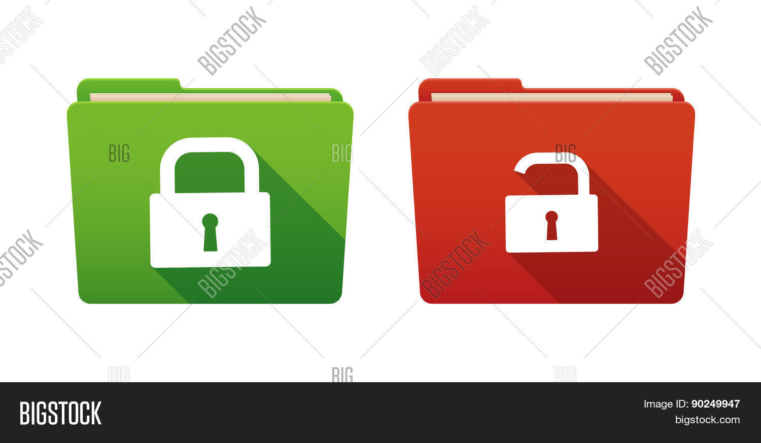 Folder Icon Set Lock Vector & Photo (Free Trial) | Bigstock