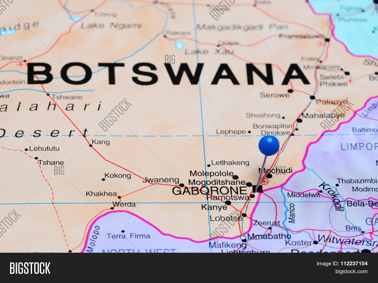Gaborone Pinned On Map Image & Photo (Free Trial) | Bigstock