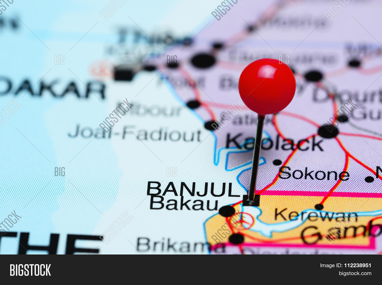 Banjul Pinned On Map Image & Photo (Free Trial) | Bigstock