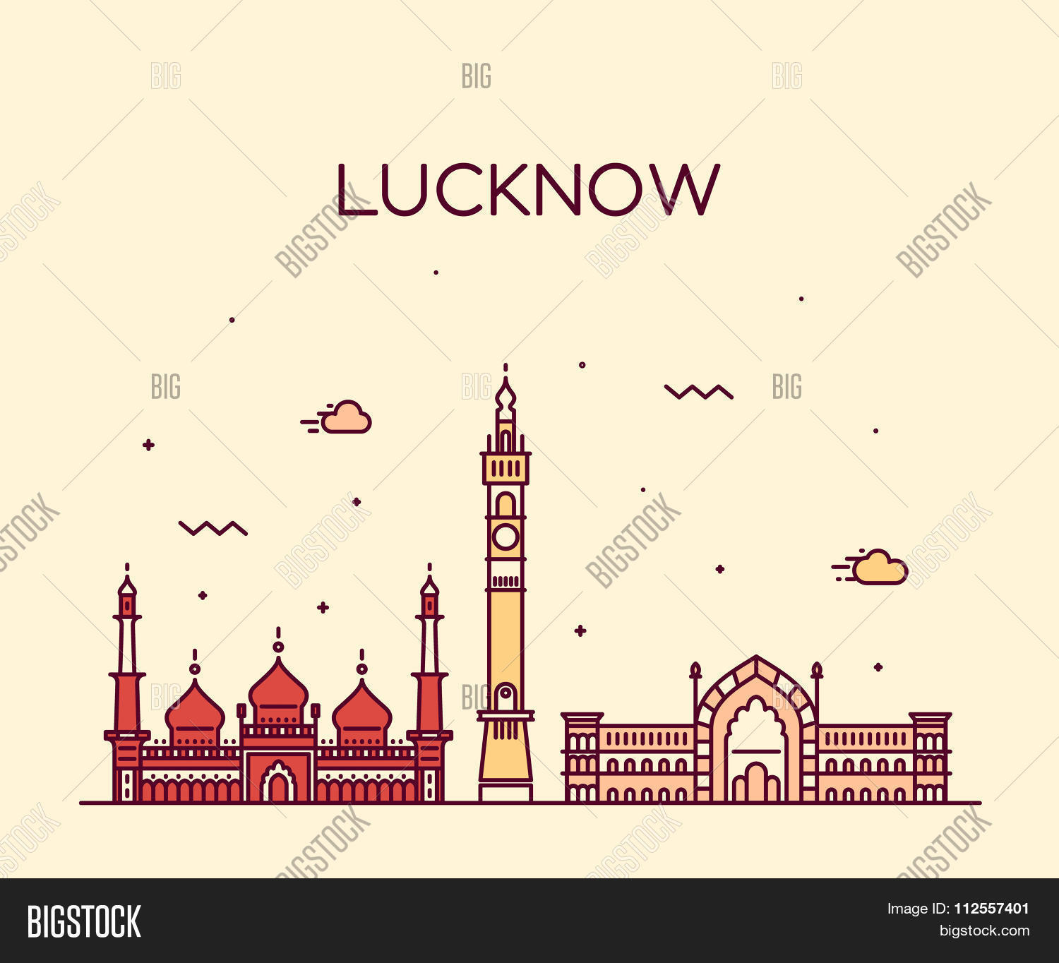 Lucknow Skyline Vector & Photo (Free Trial) | Bigstock