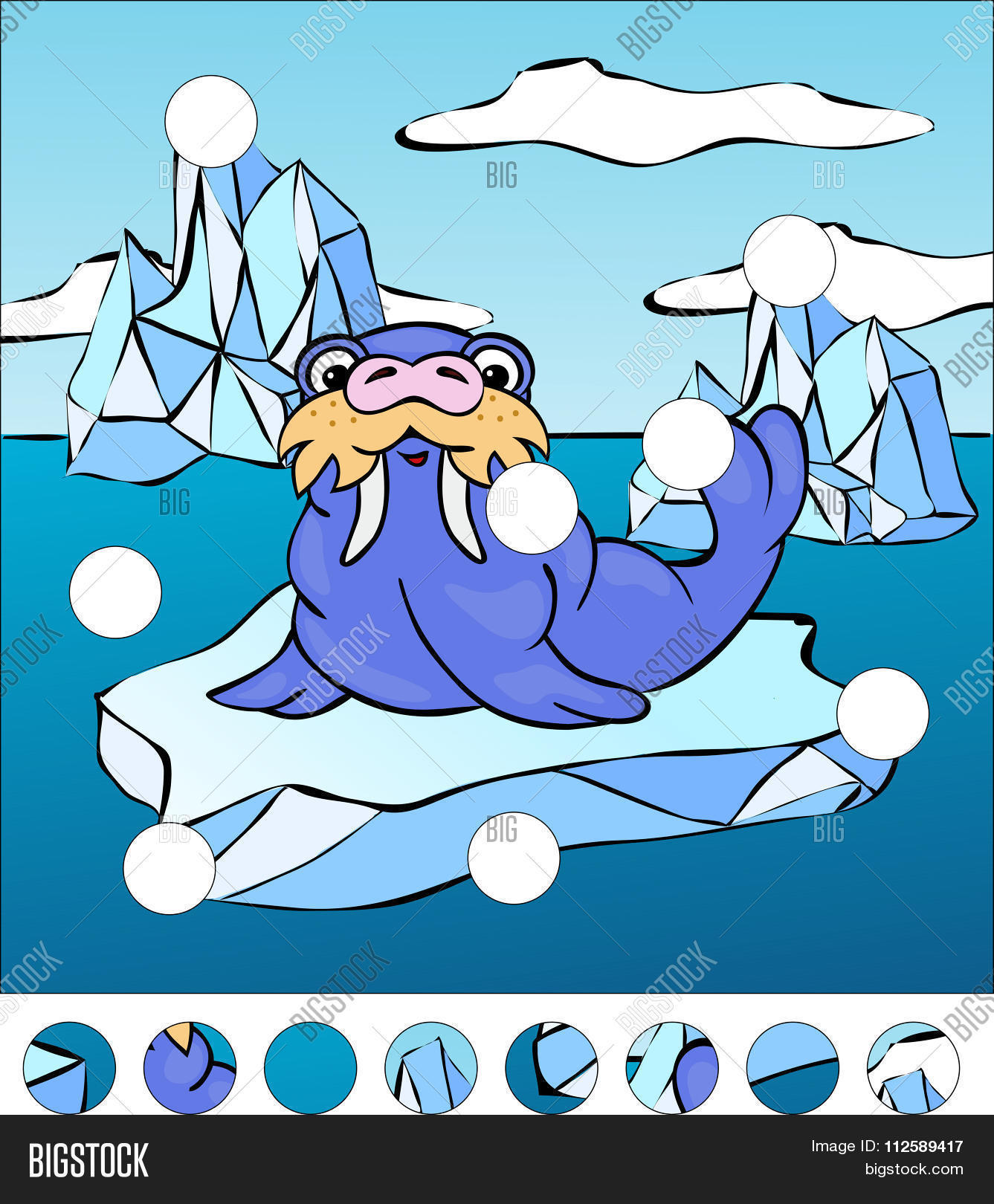 Cartoon Walrus On Ice Vector & Photo (Free Trial) | Bigstock
