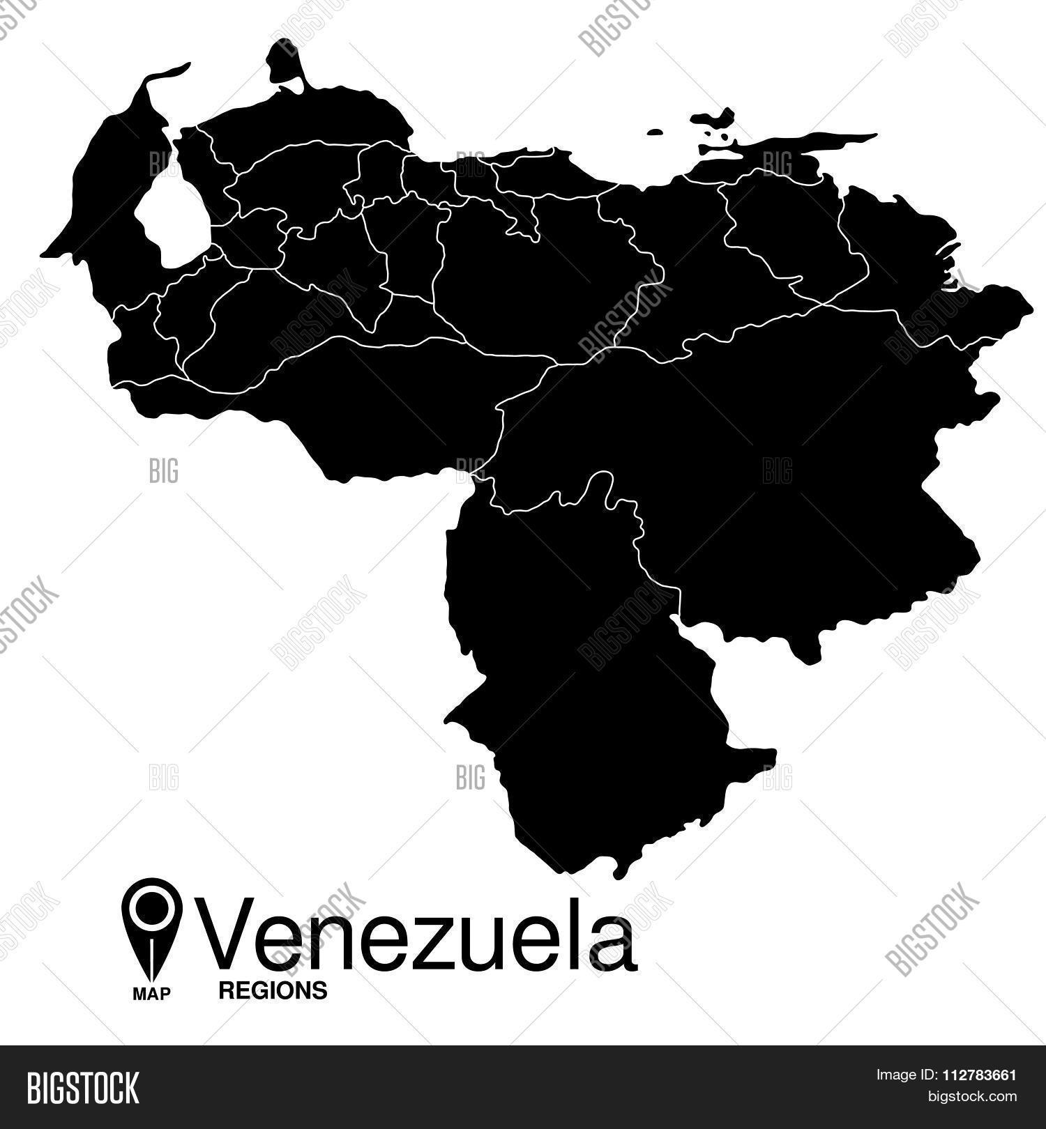 Regions Map Venezuela Vector & Photo (Free Trial) | Bigstock