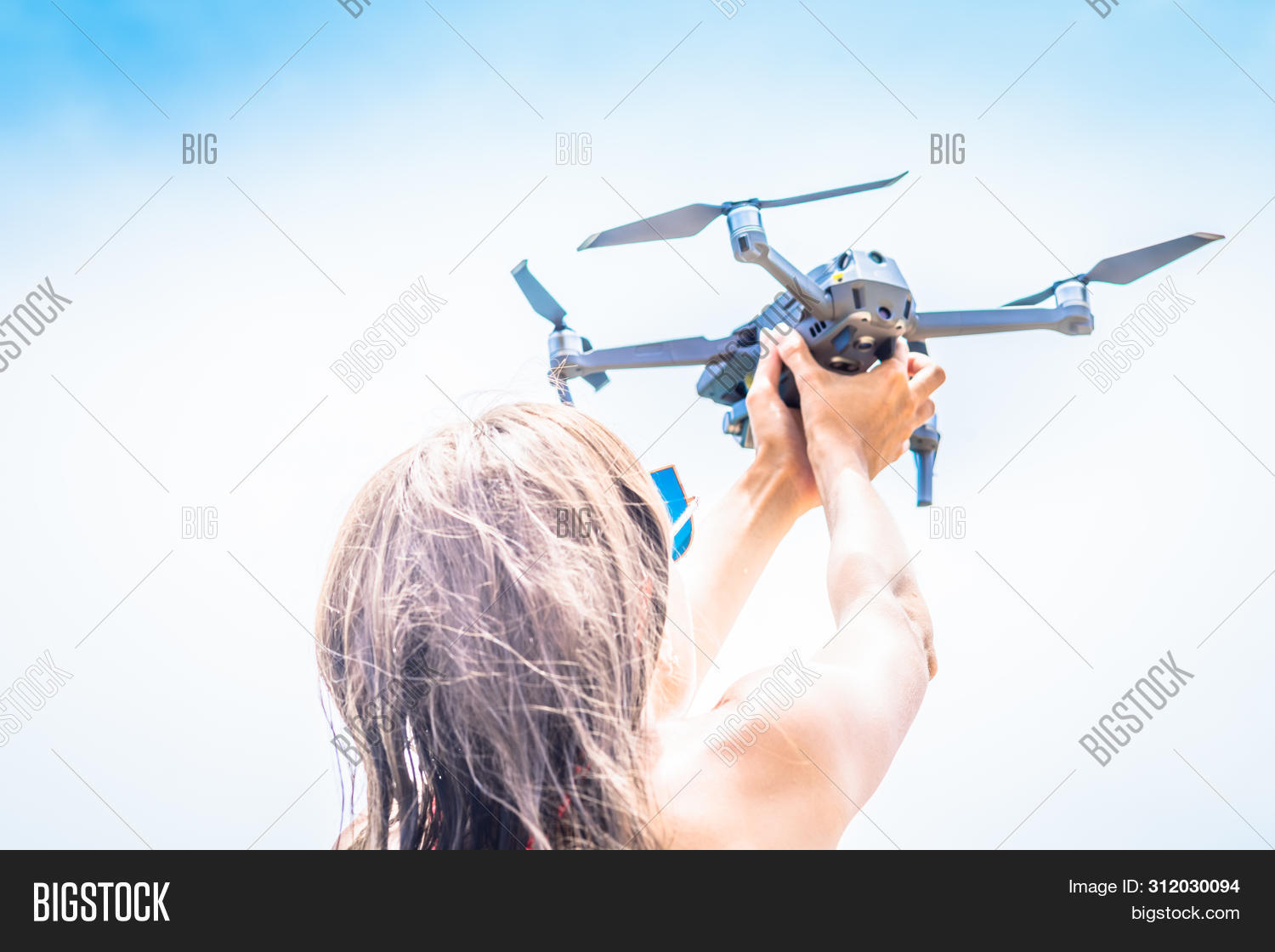 Woman Launches Drone Image & Photo (Free Trial) | Bigstock