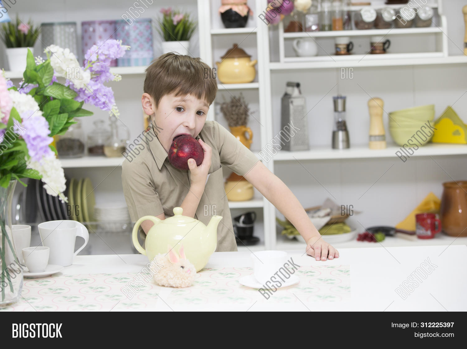 Boy Kitchen Eating Image & Photo (Free Trial) | Bigstock