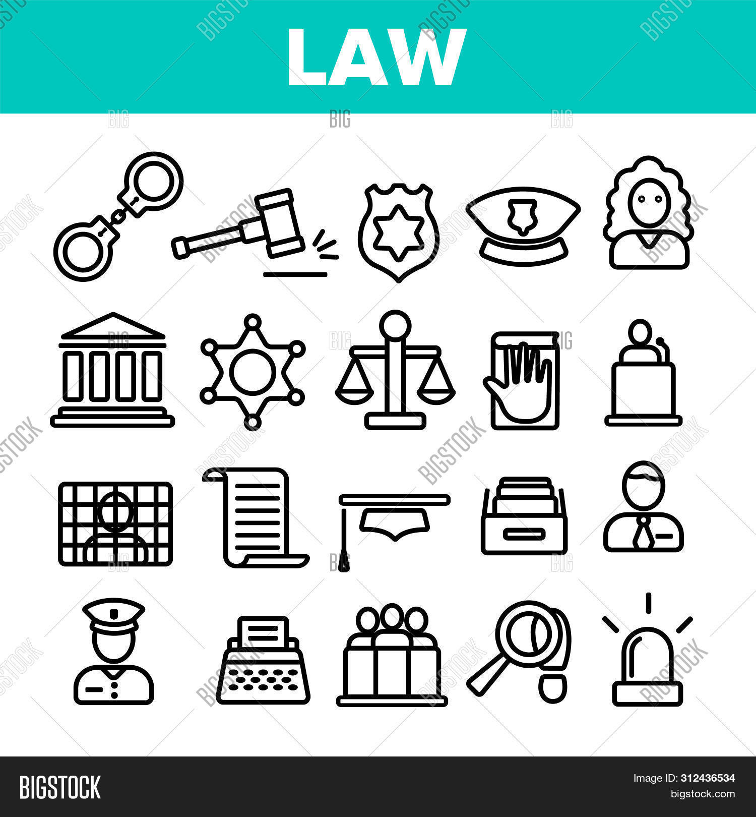 Law Order Linear Icons Image & Photo (Free Trial) | Bigstock