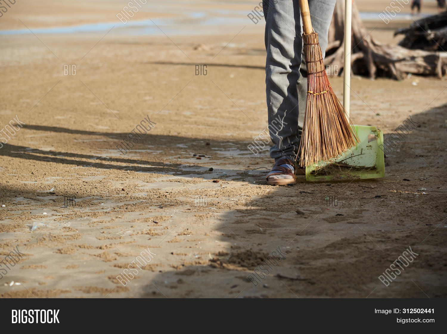 Worker Using Broom Image & Photo (Free Trial) | Bigstock