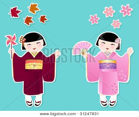 Cute Japanese Girls Vector & Photo (Free Trial) | Bigstock