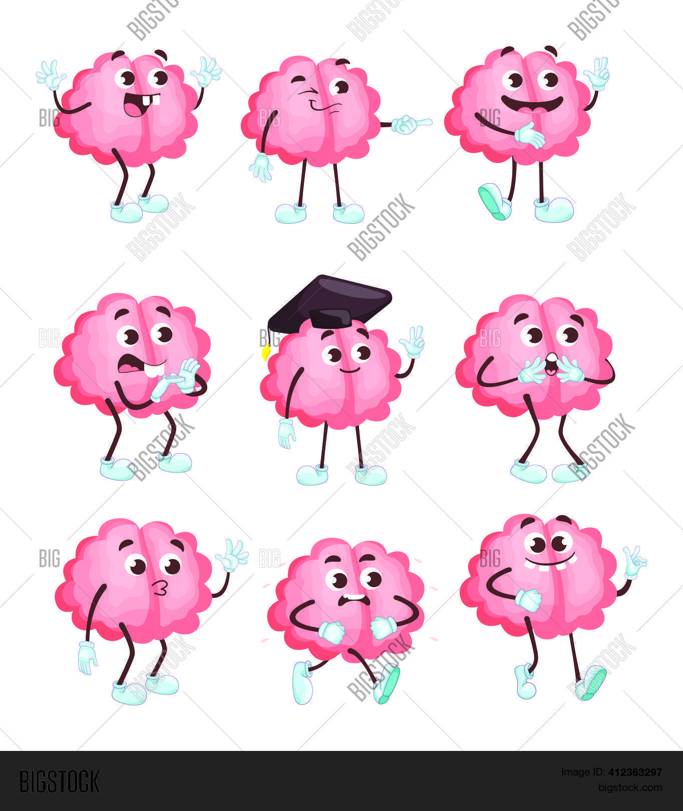 Trendy Cute Brain Vector & Photo (Free Trial) | Bigstock