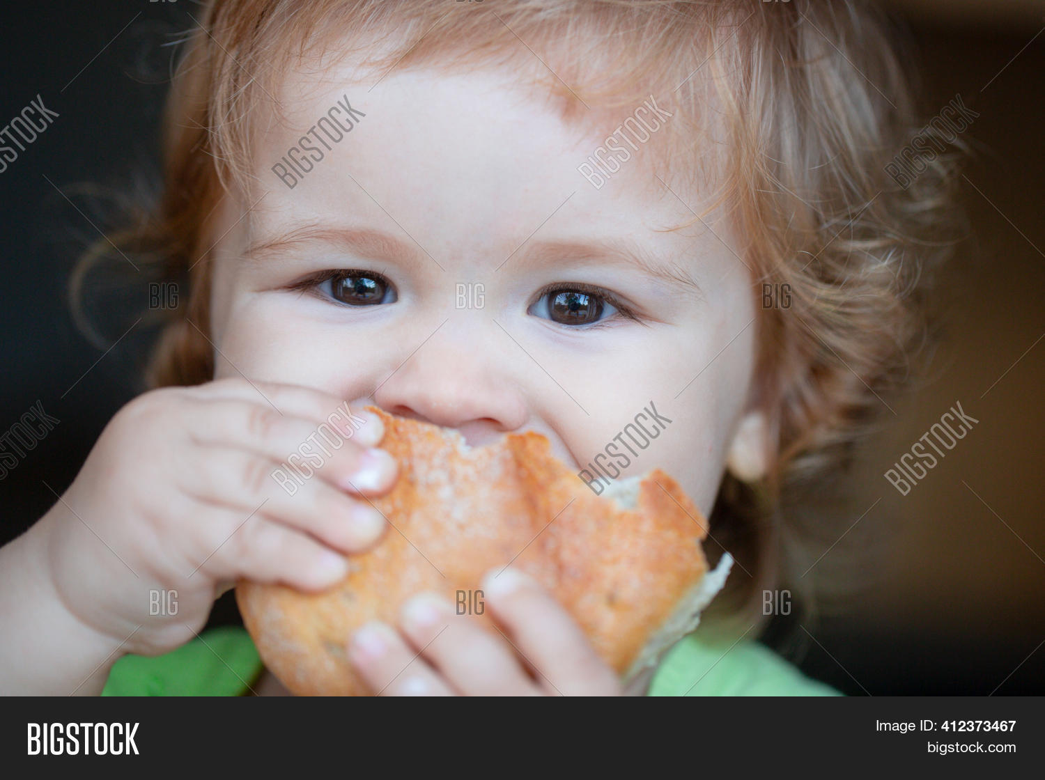 Baby Eating Bun Bread Image & Photo (Free Trial) | Bigstock