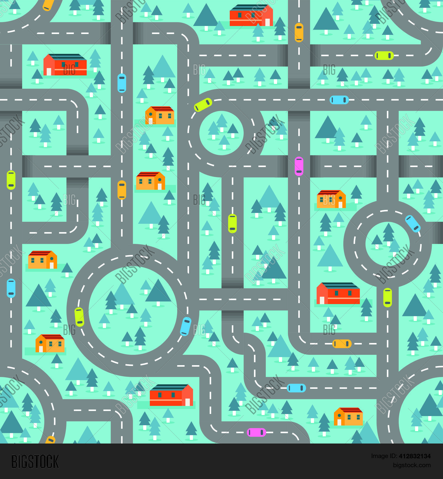 Cute Road Map Winter Vector & Photo (Free Trial) | Bigstock